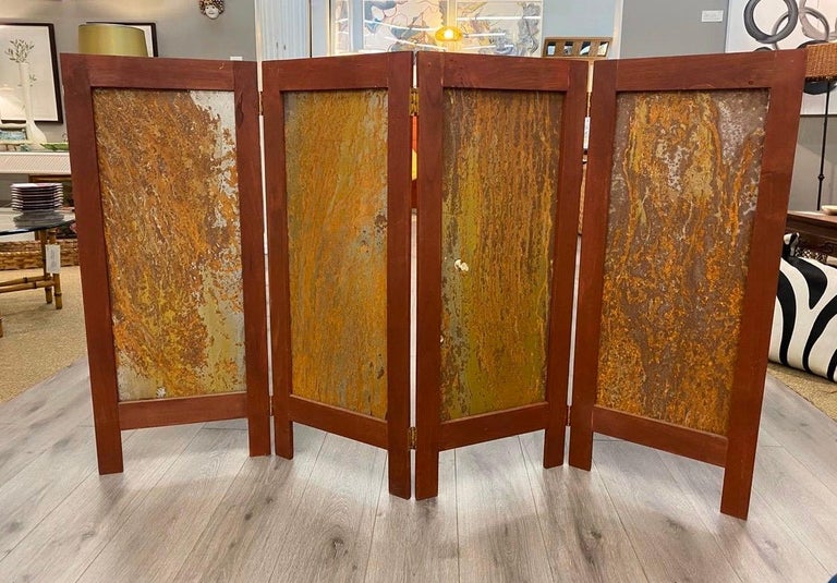 Hand Painted Cowgirl Western Room Divider Screen Four-Panel Adirondack ...