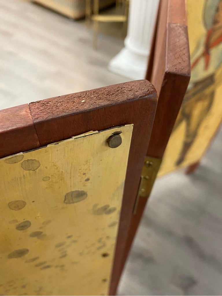 Hand Painted Cowgirl Western Room Divider Screen Four-Panel Adirondack ...