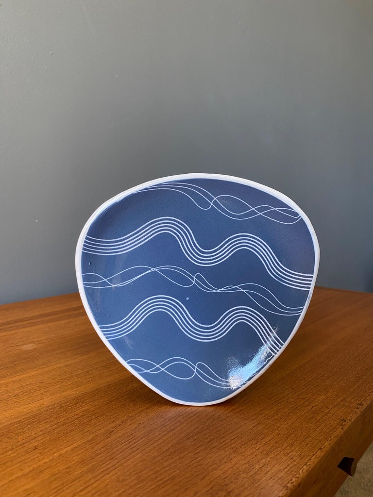 Hand Painted Dish by Schramberg Pottery For Sale at 1stDibs