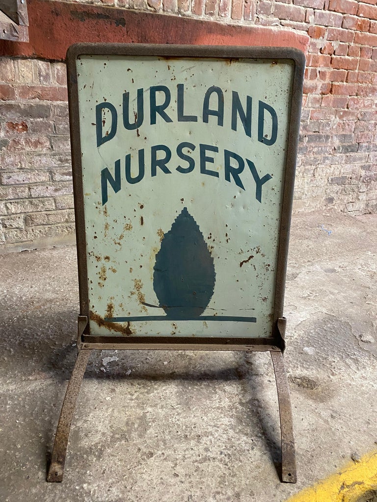 Hand Painted Double Sided Durland Nursery Advertising Sign, 1930s For ...