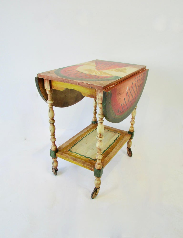 Hand Painted Drop Leaf Serving Table by Peter Hunt Provincetown RI Folk ...