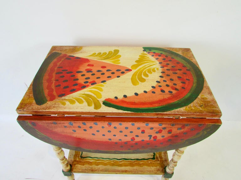 Hand Painted Drop Leaf Serving Table by Peter Hunt Provincetown RI Folk ...