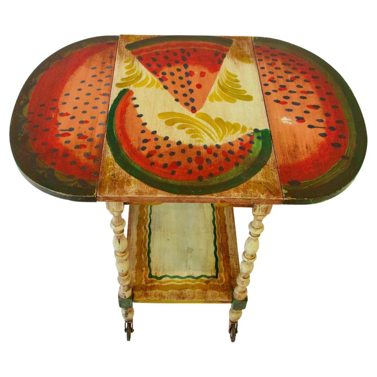 Hand Painted Drop Leaf Serving Table by Peter Hunt Provincetown RI Folk ...