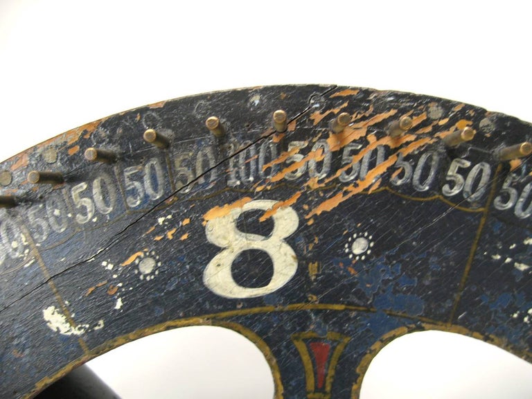 Hand Painted Early Americana Folk Art Game Wheel For Sale at 1stDibs