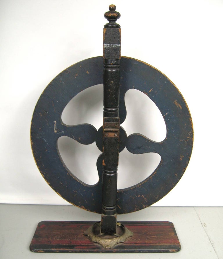 Hand Painted Early Americana Folk Art Game Wheel For Sale at 1stDibs