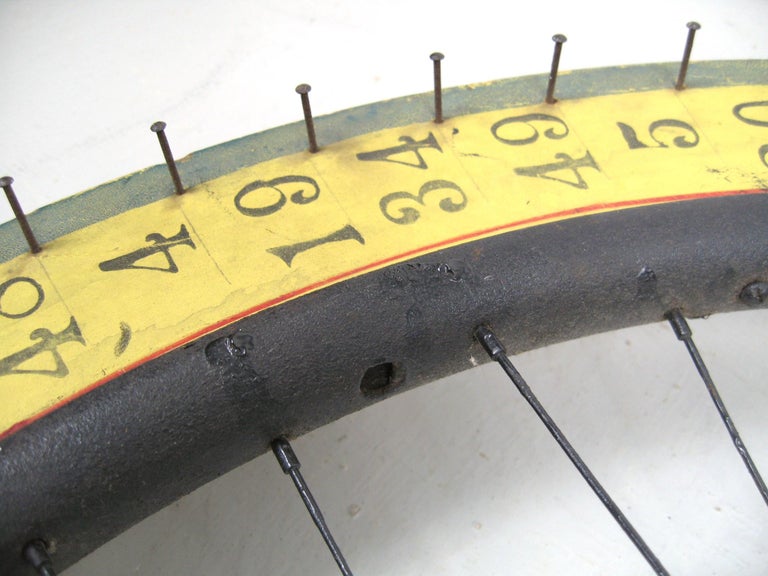 Hand Painted Early Americana Folk Art Wall Mount Game Wheel For Sale at ...
