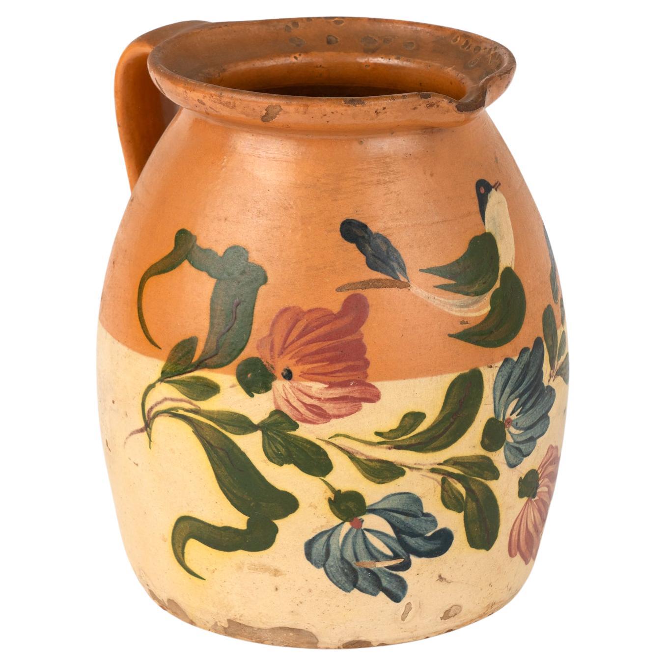Hand Painted Earthenware Pottery with Bird and Flowers, circa 1900's ...