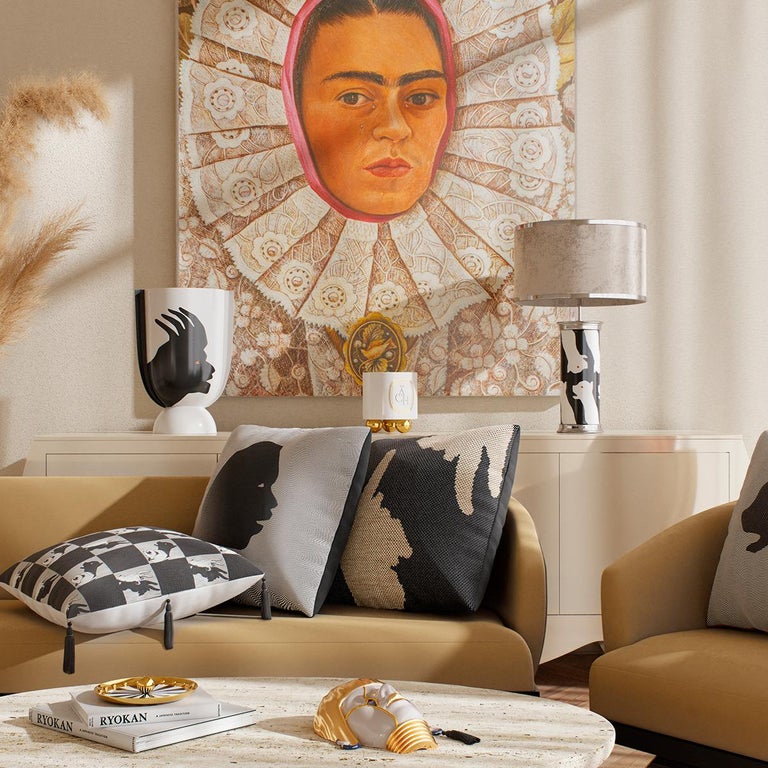 Hand-Painted Eclipse Table Lamp, an Handmade Grey, Black and White ...