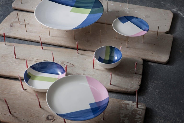 Hand Painted Enamel Colour Large Platter with Silk Screen Decal For ...