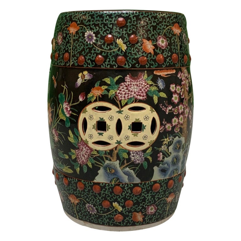 Hand Painted Floral Chinoiserie Garden Stool at 1stDibs | floral garden ...