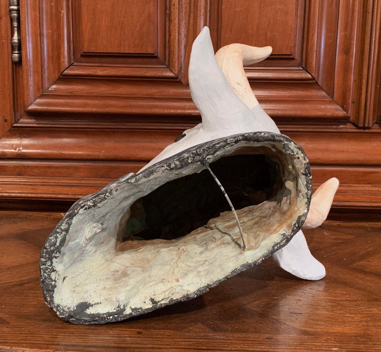 Hand Painted French Terracotta Butcher Cow Head Sculpture with Ring and ...