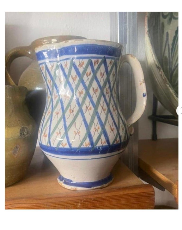 Hand Painted Glazed Ceramic Jug For Sale at 1stDibs