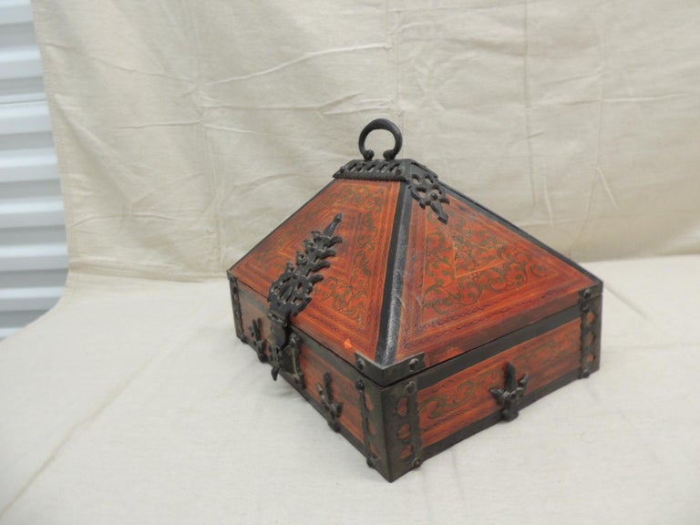 Indian Decorative Jewelry Box with Hand Forged Iron Details For Sale at ...