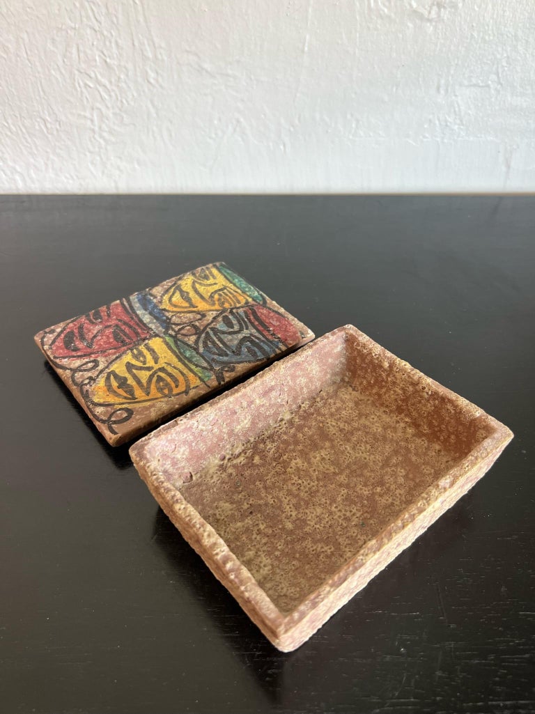 Hand Painted Italian Lava Glazed Ceramic Box For Sale at 1stDibs