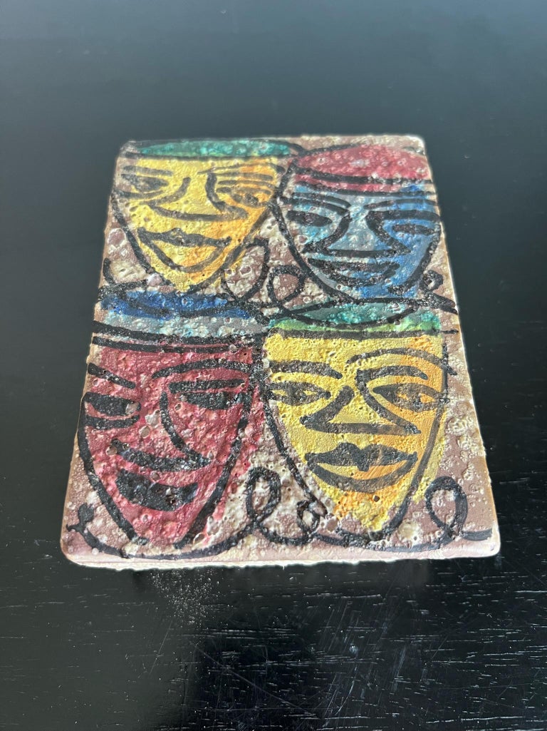 Hand Painted Italian Lava Glazed Ceramic Box For Sale at 1stDibs