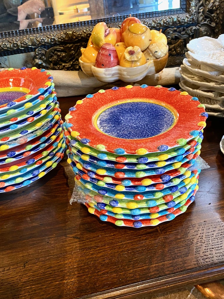 Hand Painted Italian Salad Plates, Set of 11 at 1stDibs