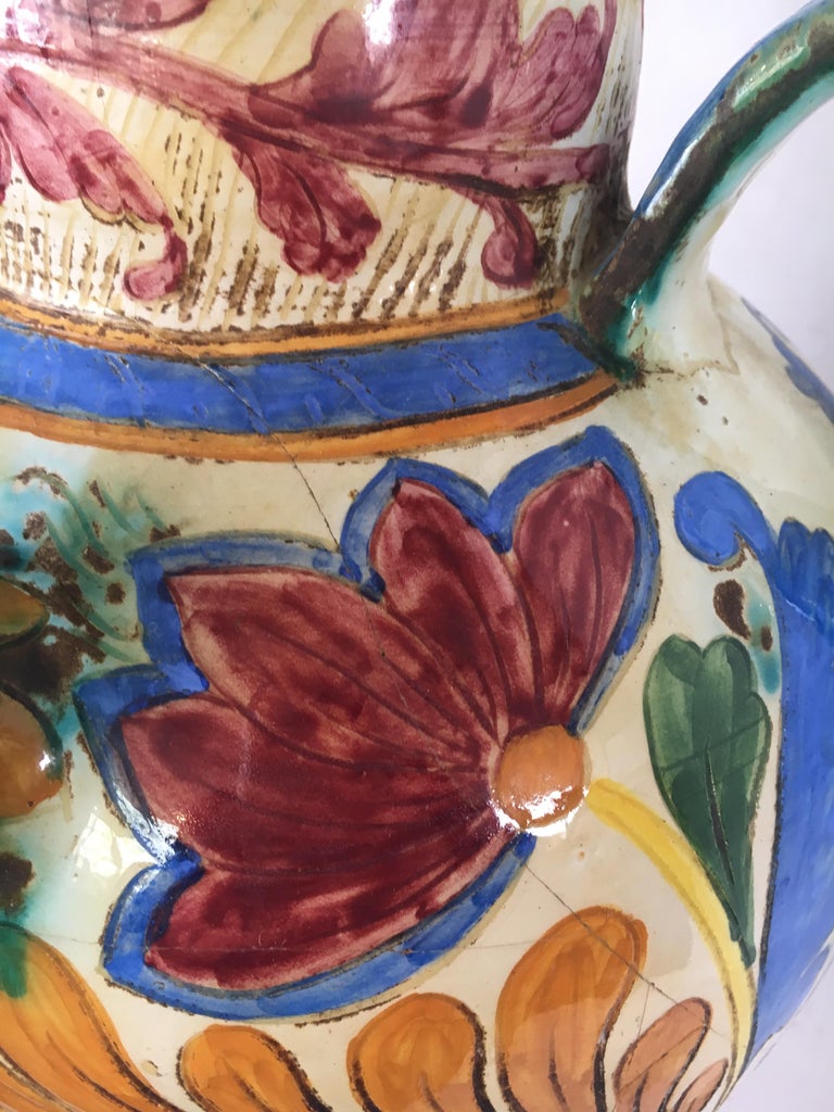 Hand Painted Large Italian Water Jug Made in Italy Signed For Sale at ...