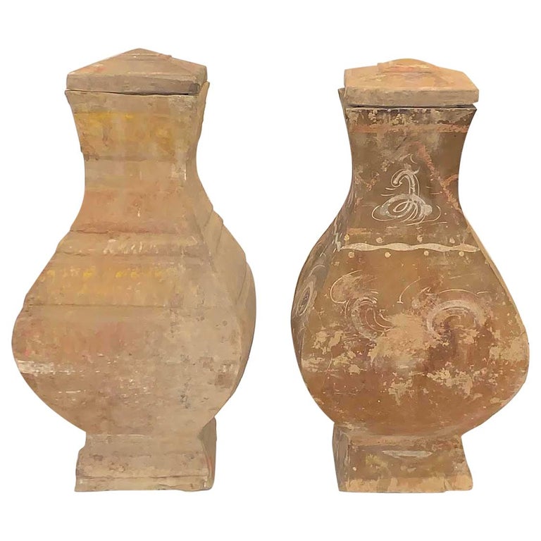 Hand Painted Lidded Weathered Vase, China, Contemporary For Sale at 1stDibs