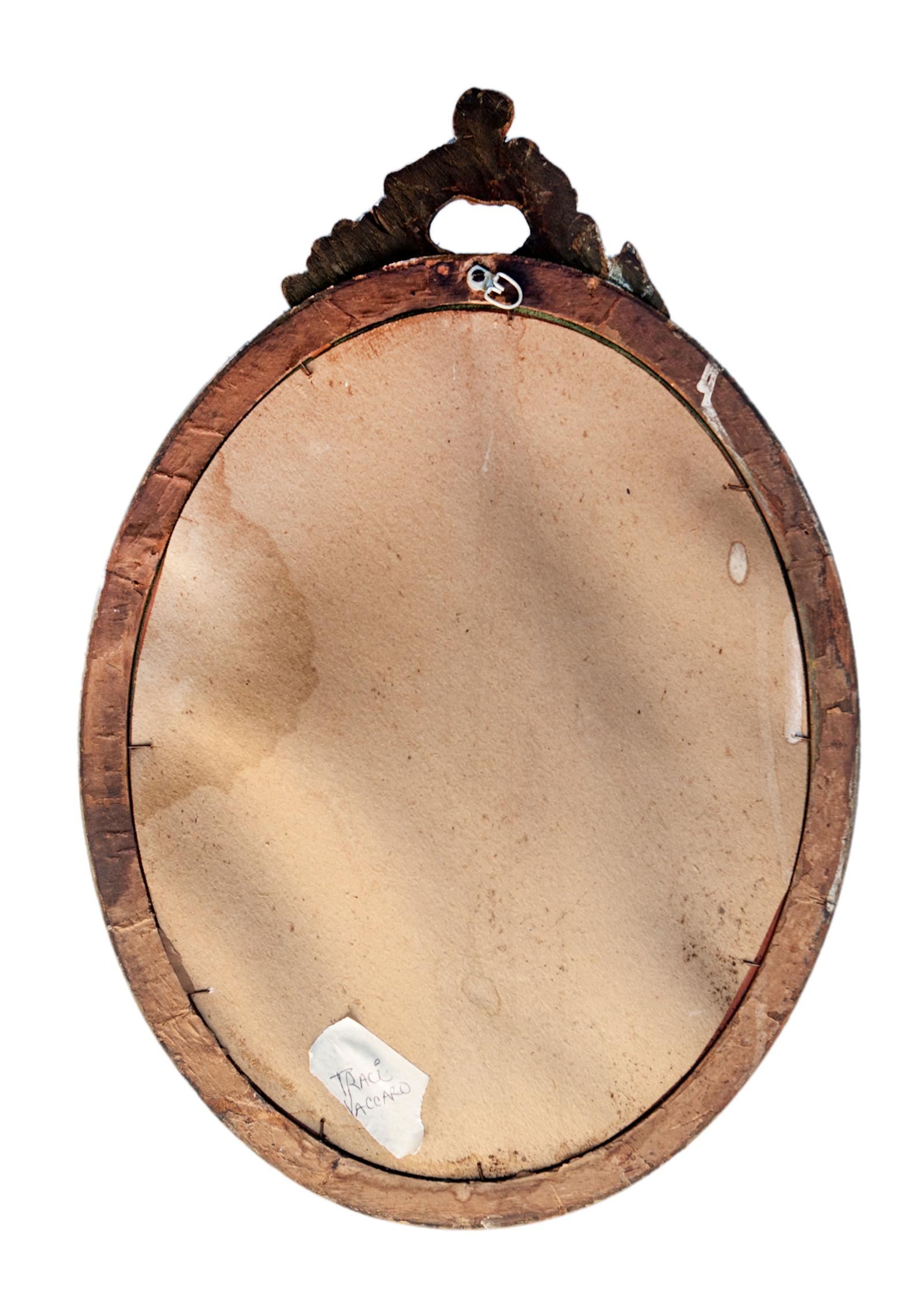 Hand painted Mauvy Pink Oval Framed Mirror/ Decorative Crown For Sale ...