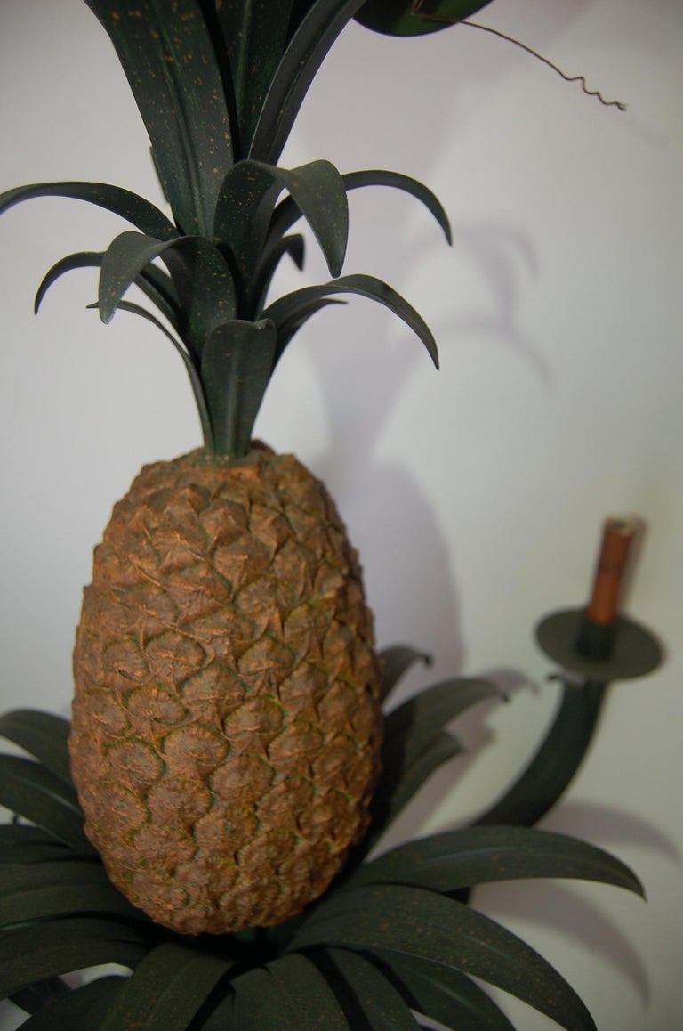 Hand Painted Metal Figural Pineapple Chandelier Light Fixture at ...