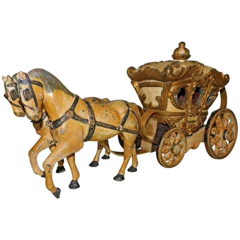 Hand-Painted Metal Store Window Advertising Horse Drawn Carriage For ...