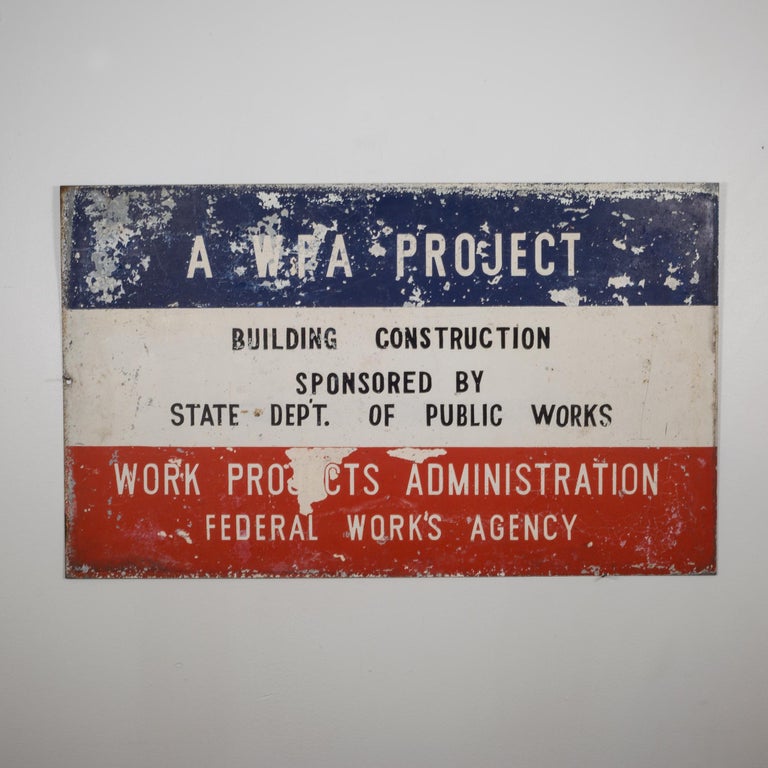Hand Painted Metal W.P.A Sign, circa 1930 For Sale at 1stDibs | wpa ...