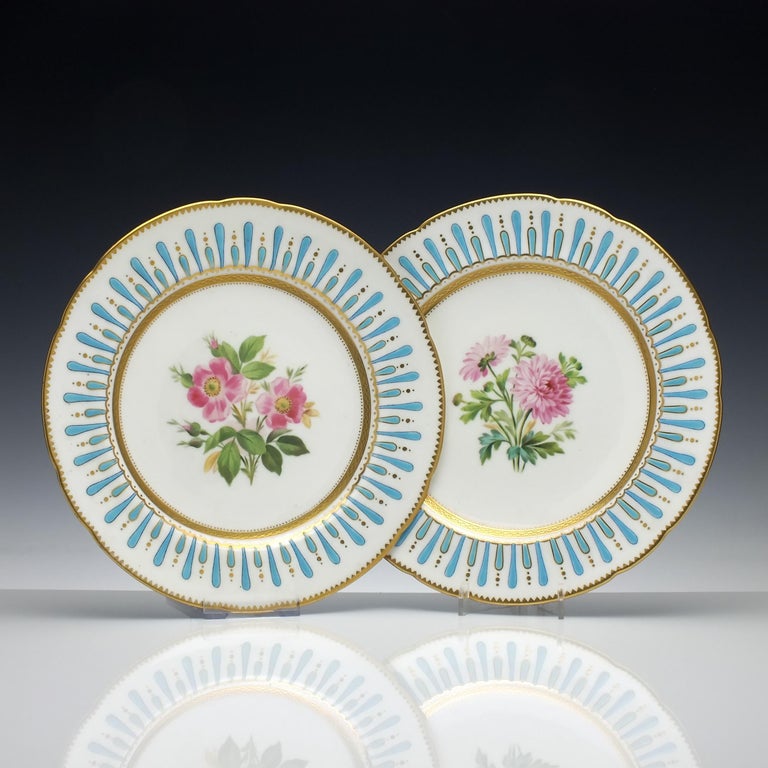 Hand Painted Minton Botanical Dessert Service, circa 1880 at 1stDibs