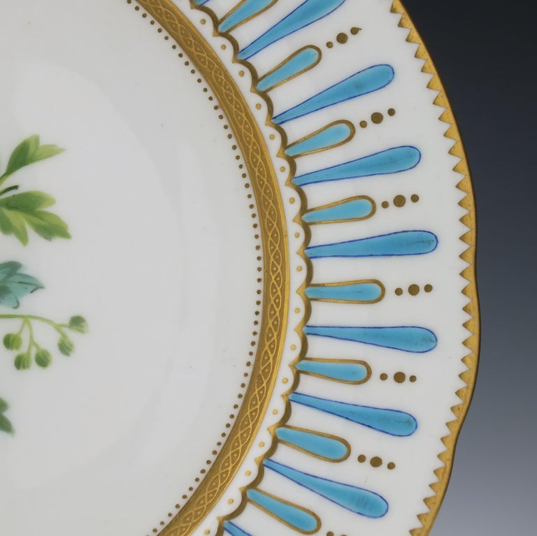 Hand Painted Minton Botanical Dessert Service, circa 1880 at 1stDibs