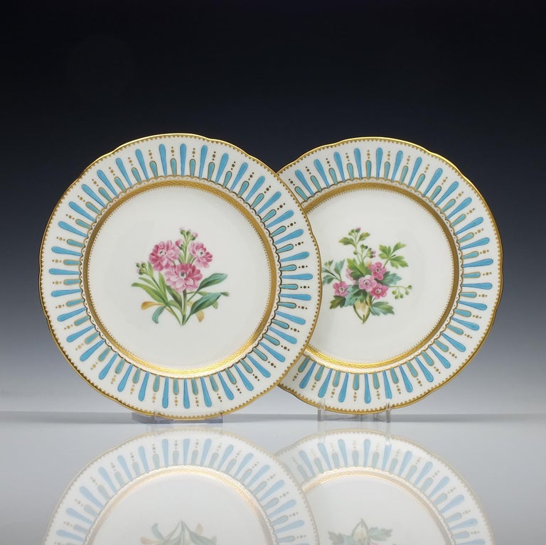 Hand Painted Minton Botanical Dessert Service, circa 1880 at 1stDibs