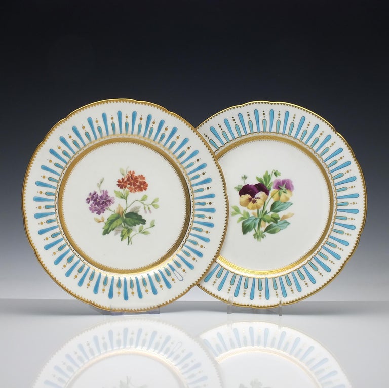 Hand Painted Minton Botanical Dessert Service, circa 1880 at 1stDibs