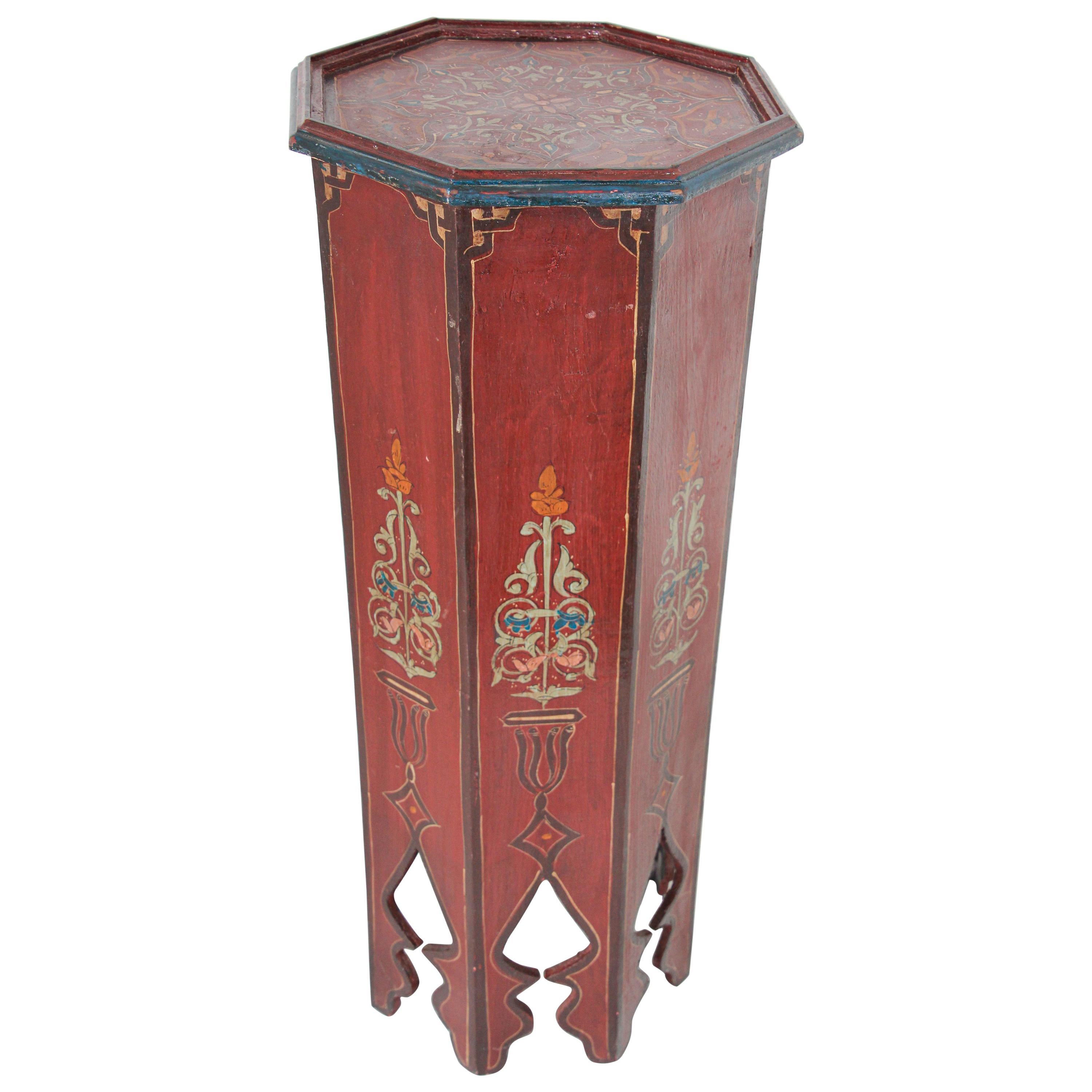 Moroccan Hand Painted Side Table in Red at 1stDibs | moroccan table ...