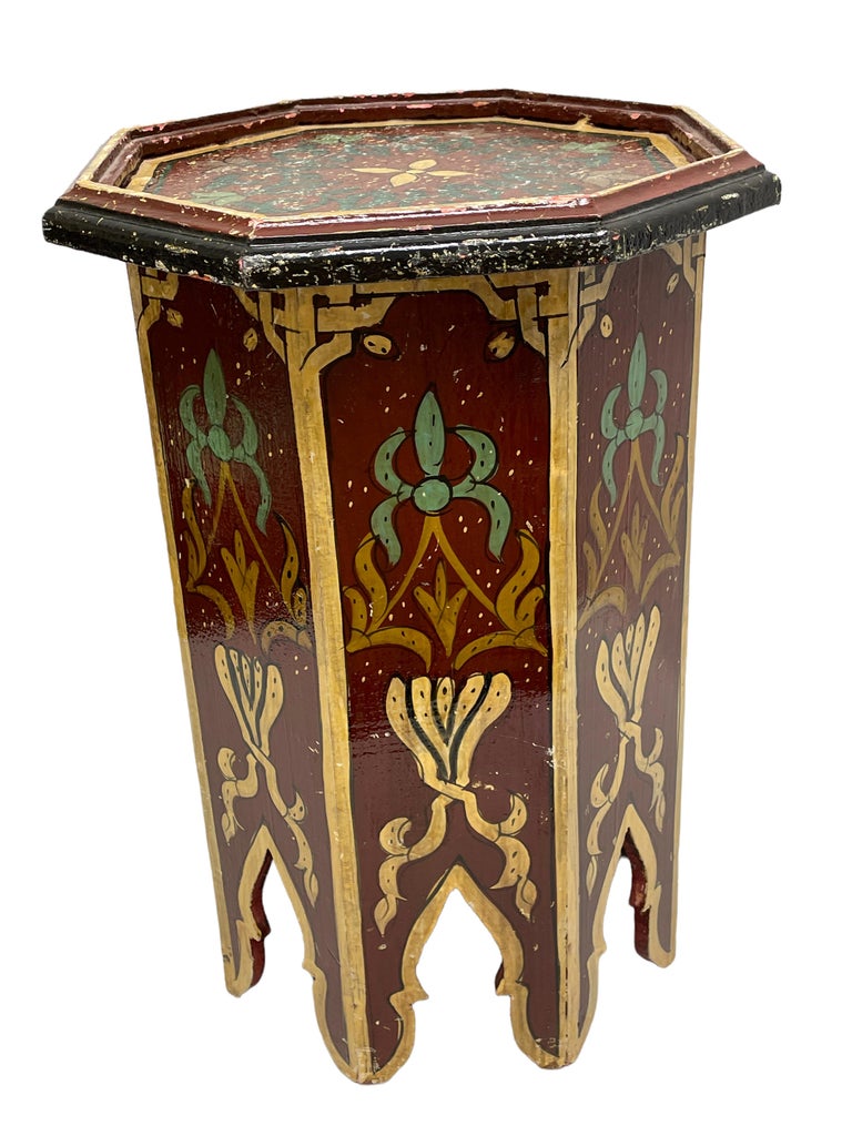 Moroccan Style Diminutive Painted Hexagonal Table For Sale at 1stDibs
