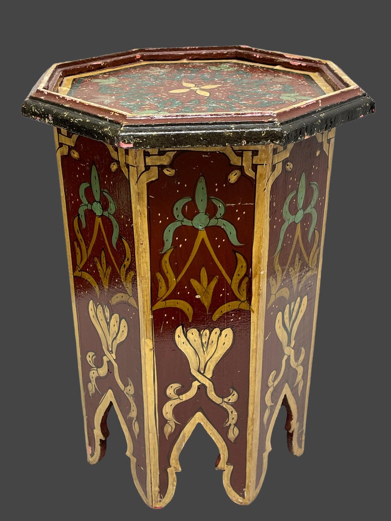 Moroccan Style Diminutive Painted Hexagonal Table For Sale at 1stDibs