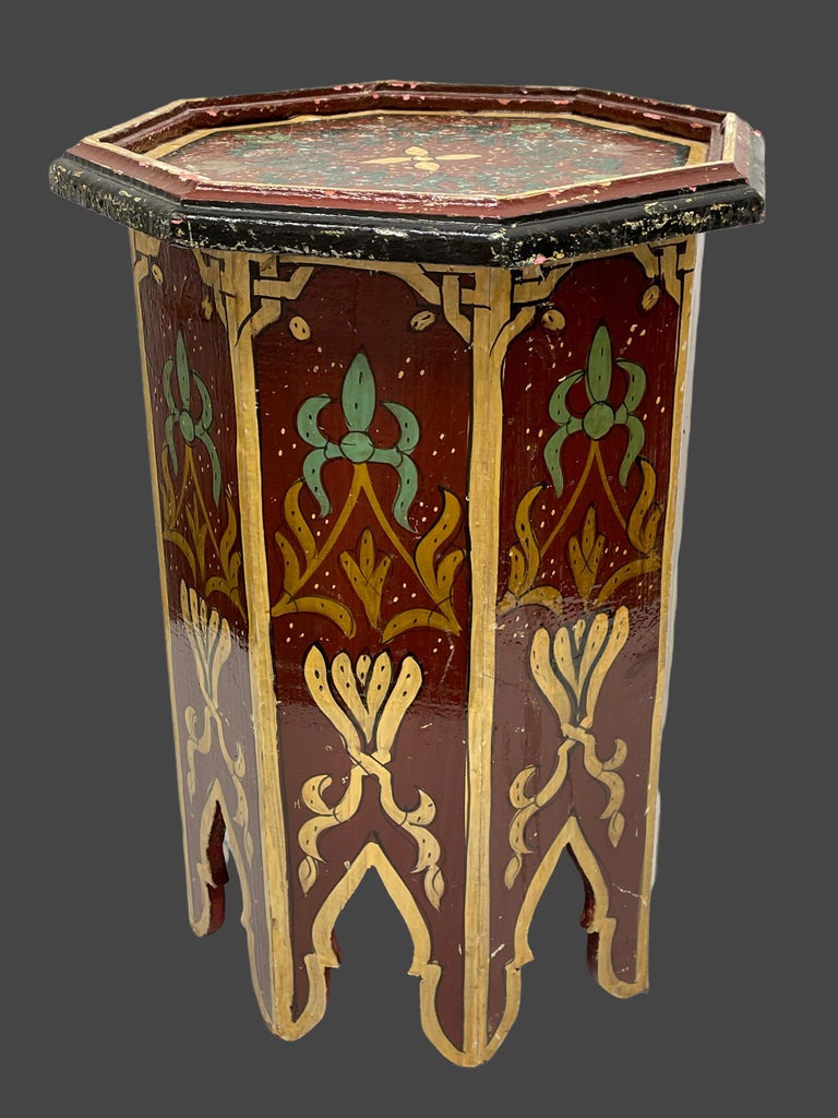 Moroccan Style Diminutive Painted Hexagonal Table For Sale at 1stDibs