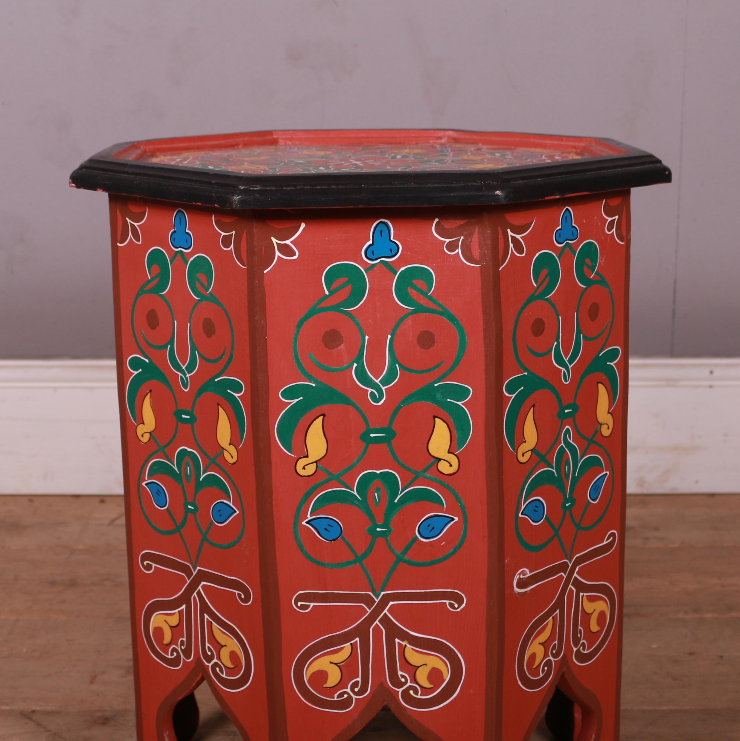 Hand-Painted Moroccan Moorish Style Side Table For Sale at 1stDibs