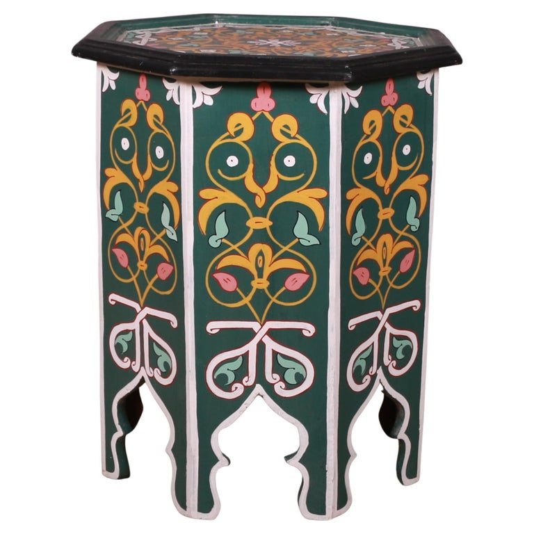 Hand-Painted Moroccan Moorish Style Side Table For Sale at 1stDibs