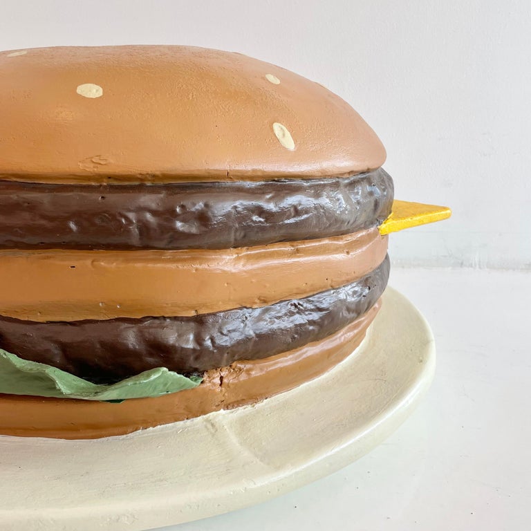 Hand Painted Oversized Fiberglass Cheeseburger Pop Art For Sale at 1stDibs