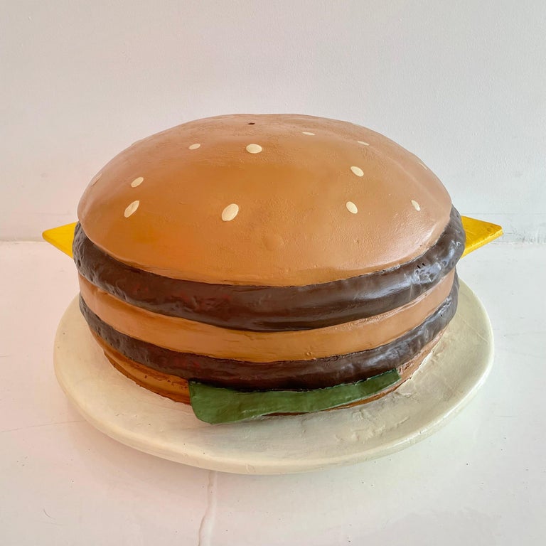 Hand Painted Oversized Fiberglass Cheeseburger Pop Art For Sale at 1stDibs