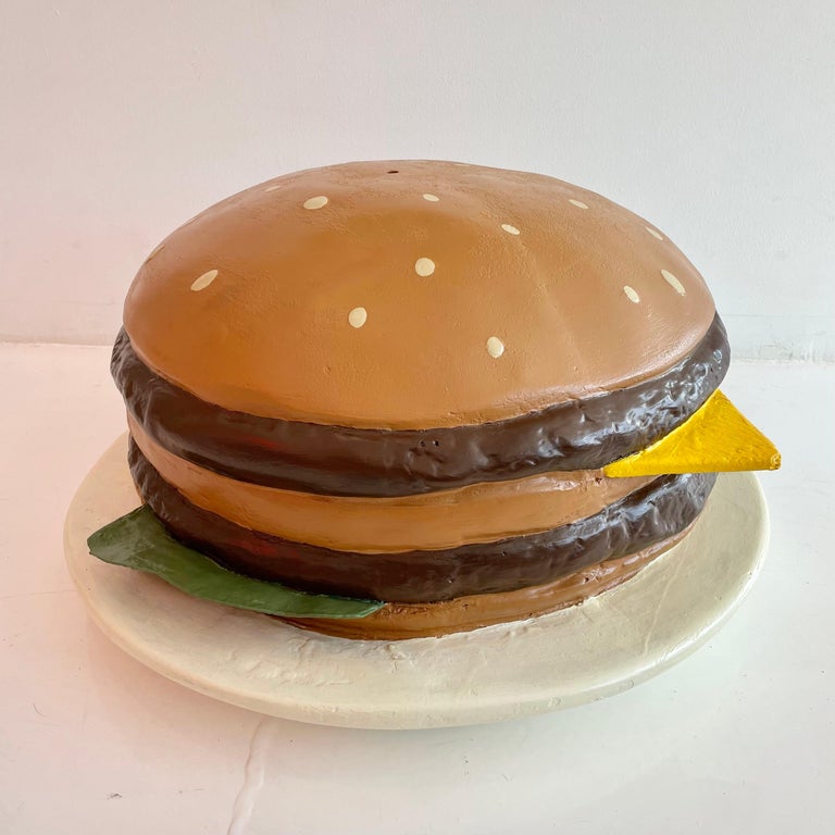 Hand Painted Oversized Fiberglass Cheeseburger Pop Art For Sale at 1stDibs