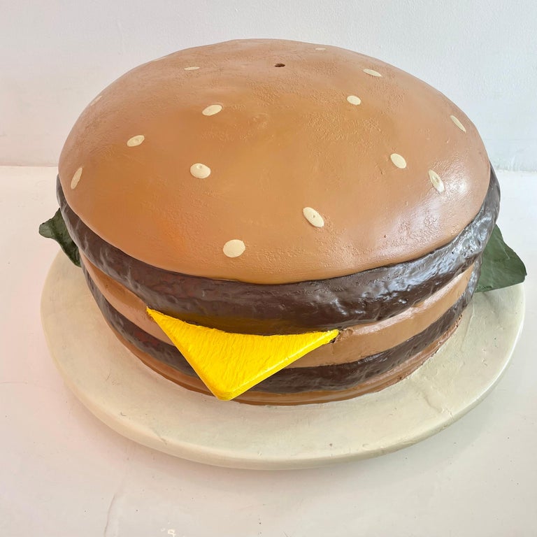Hand Painted Oversized Fiberglass Cheeseburger Pop Art For Sale at 1stDibs