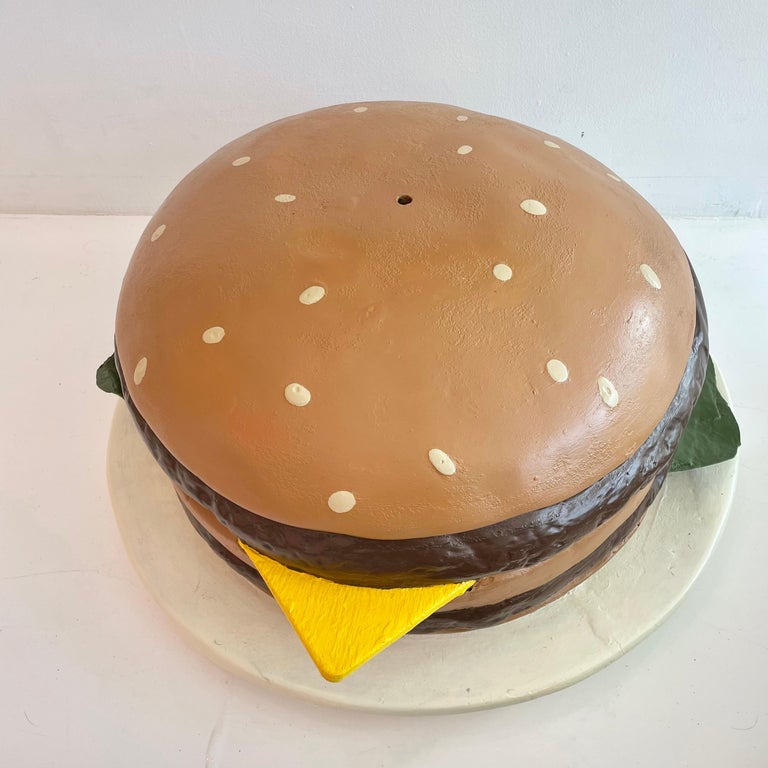Hand Painted Oversized Fiberglass Cheeseburger Pop Art For Sale at 1stDibs