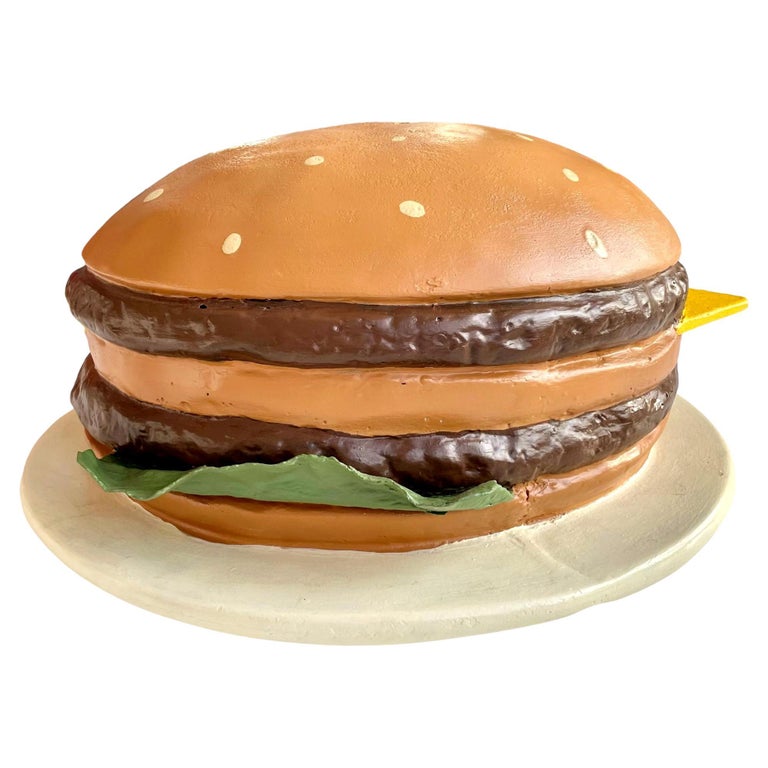 Hand Painted Oversized Fiberglass Cheeseburger Pop Art For Sale at 1stDibs