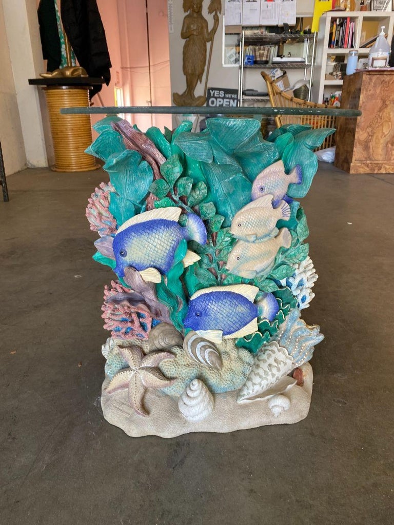 Hand Painted Plaster Echo Aquatic Side Table by Domestications, circa ...