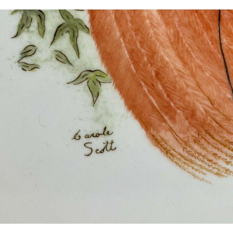 Hand Painted Porcelain Plaque of Birds, Signed, Carole Scott For Sale ...