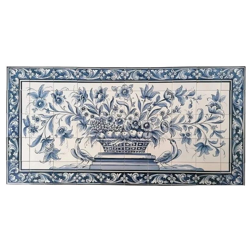 Portuguese Tile Backsplash - Hand Painted Tiles Azulejos "Flower Basket ...