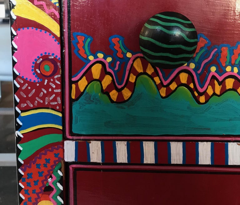 Hand Painted Postmodern Memphis Style Dresser at 1stDibs