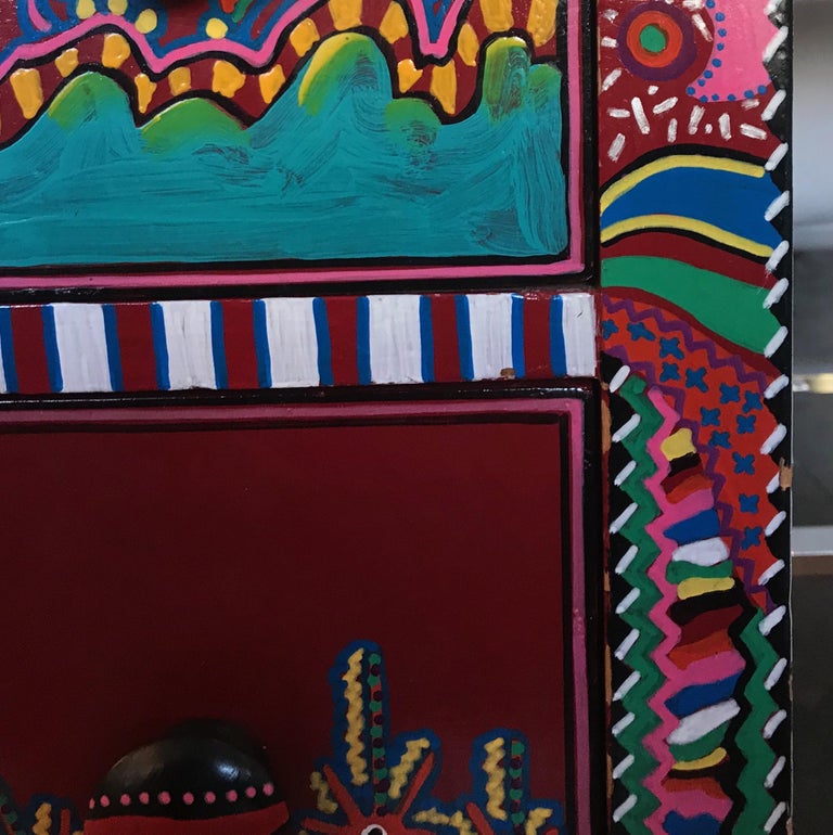 Hand Painted Postmodern Memphis Style Dresser at 1stDibs