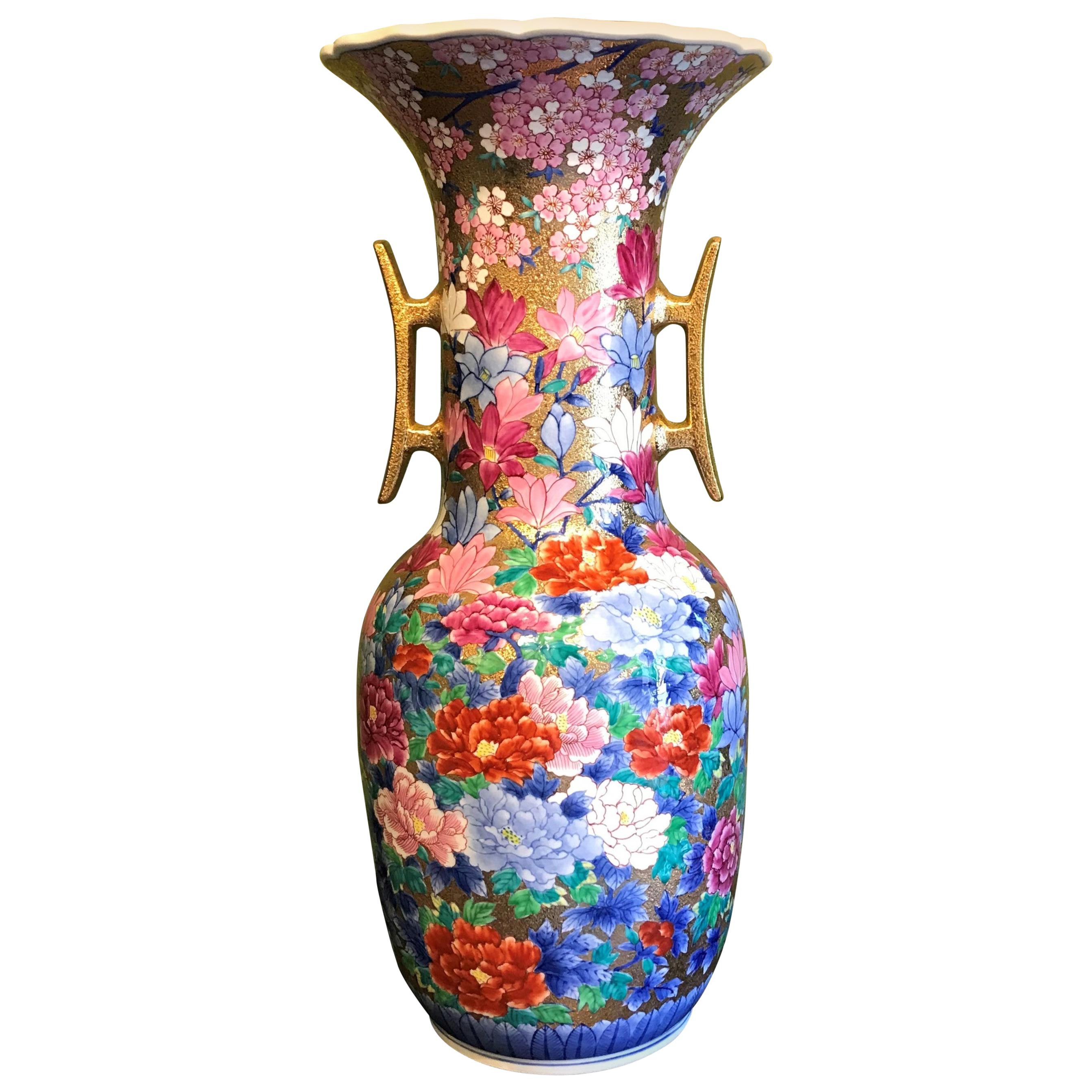 Large Red Blue Hand Painted Porcelain Vase by Japanese Master Artist at ...