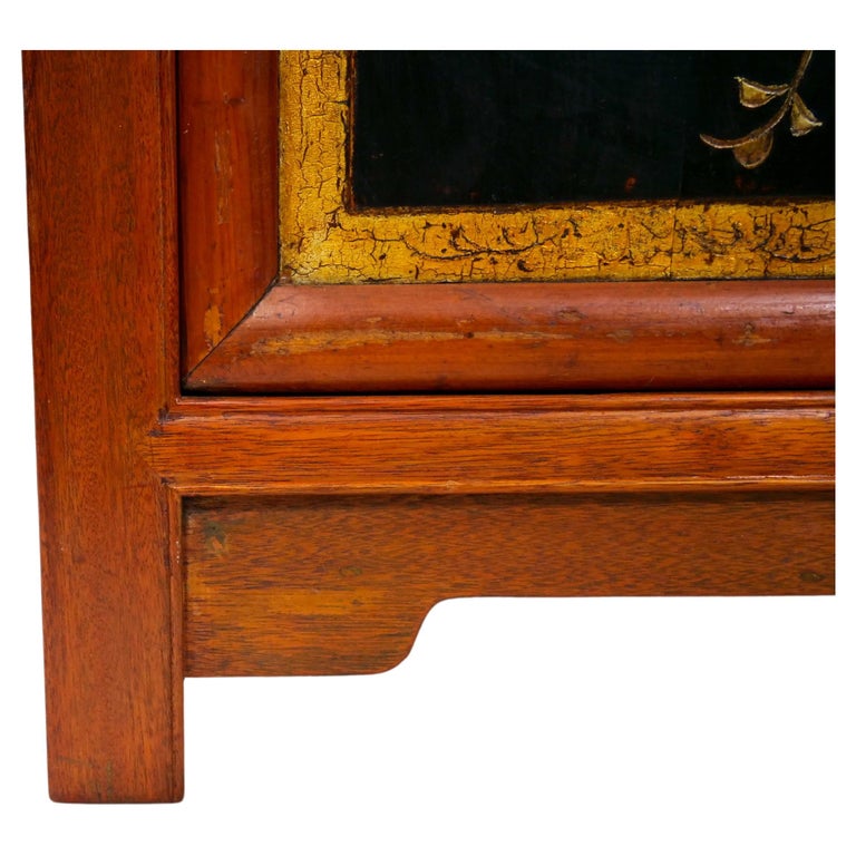 Hand Painted Red / Gilt Wood Chinoiserie Decorated Cabinet For Sale at ...