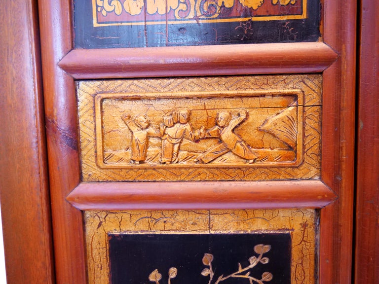 Hand Painted Red / Gilt Wood Chinoiserie Decorated Cabinet For Sale at ...